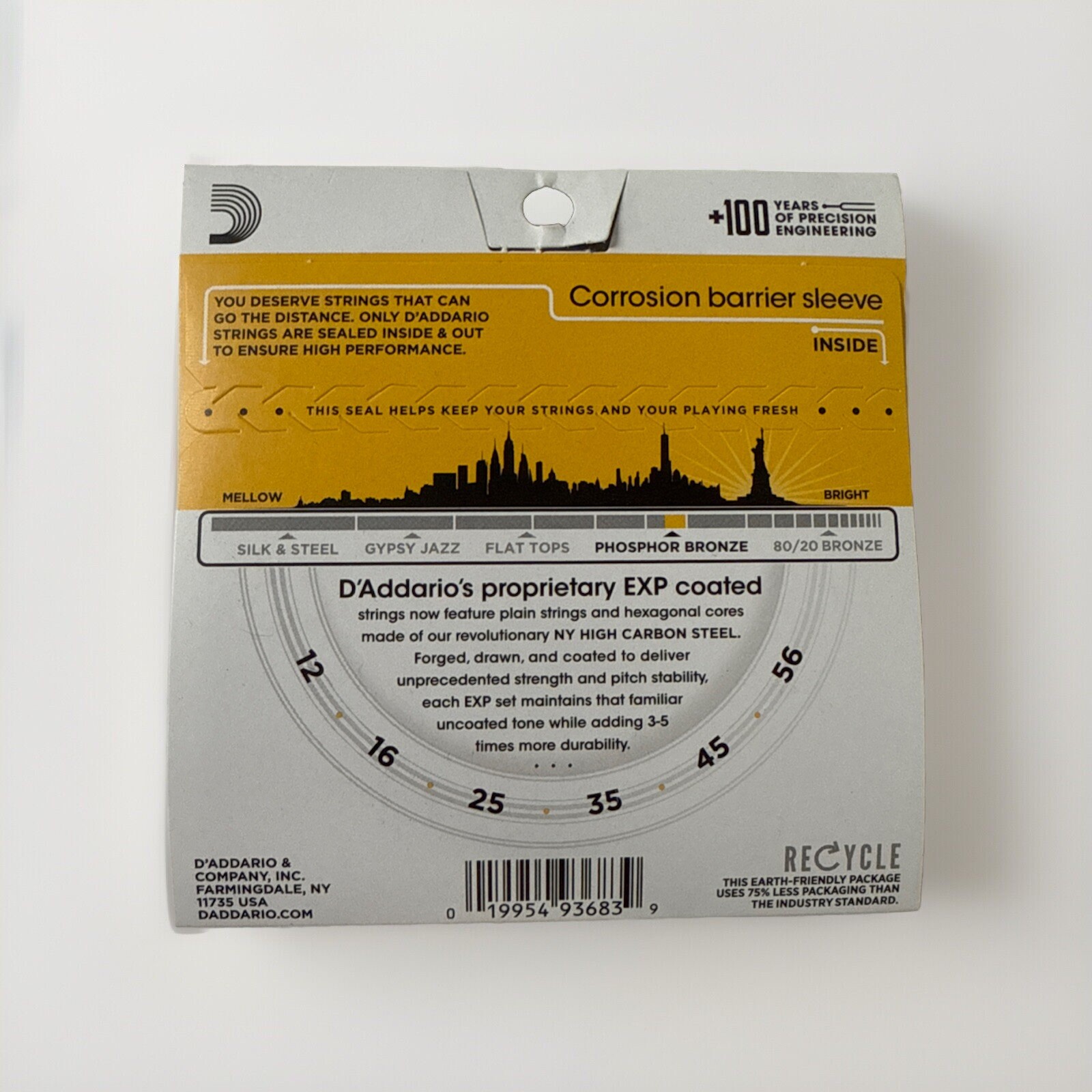 D'Addario EXP19 Coated Phosphor Bronze Acoustic Light Top Medium Bottom ...